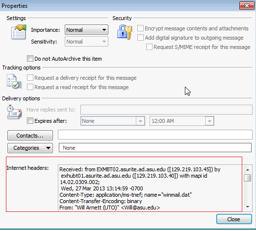 Finding Email Header Information