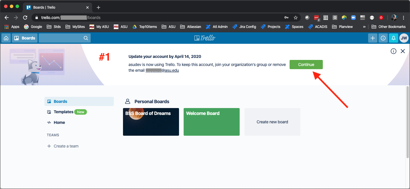 Merging your Trello account into "asudev"