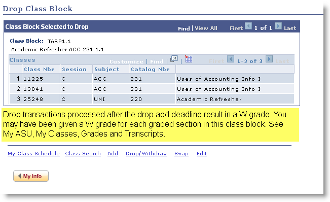 How Do I Drop a Class Block?