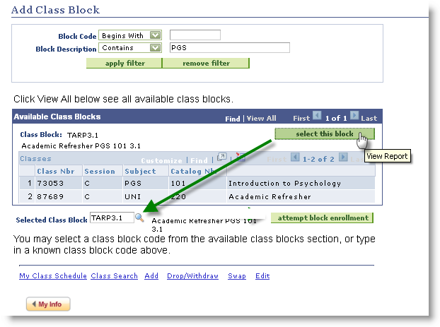 How Do I Enroll in a Class Block?